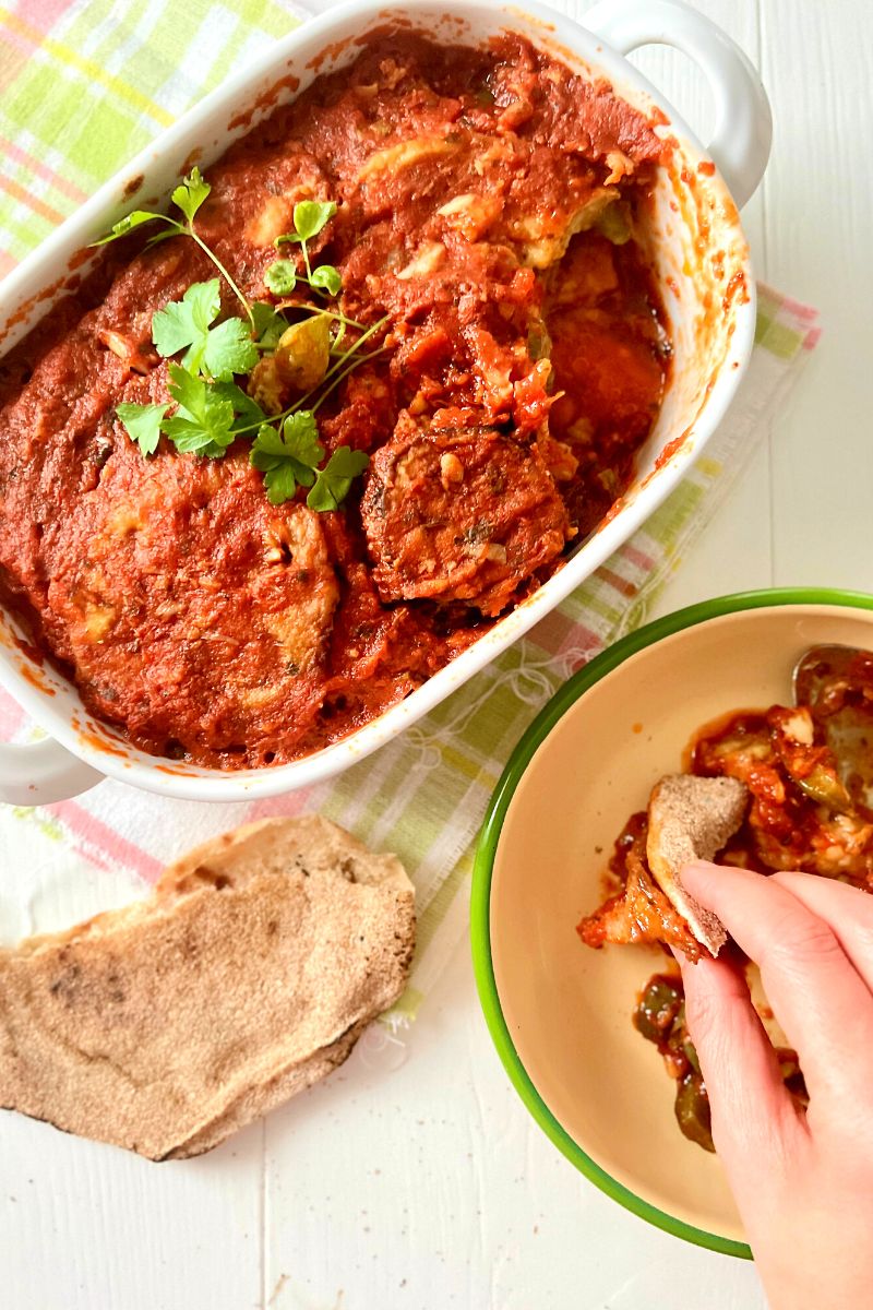 Mesaka'a (Vegan Eggplant & Pepper bake): مسقعة صيامي